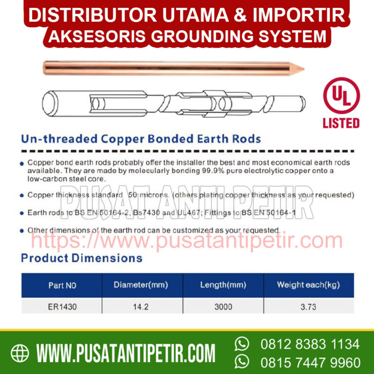 Stik Grounding Rod IMPORT 5/8" x 3 Mtr - Pusat Anti Petir